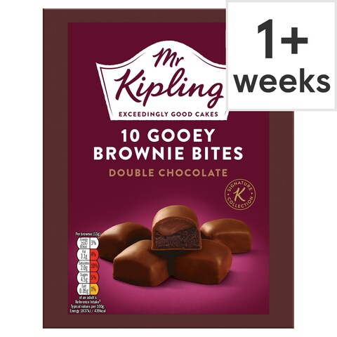 Mr Kipling Gooey Brownie Bites Double Chocolate 10 Pack - Tesco Groceries