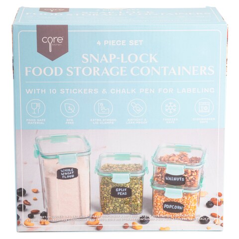 Core Kitchen Stacking Storage 4Pce With Labels - Tesco Groceries