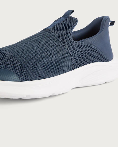 F&F Knitted Slip-On Trainers in Navy - Tesco Groceries