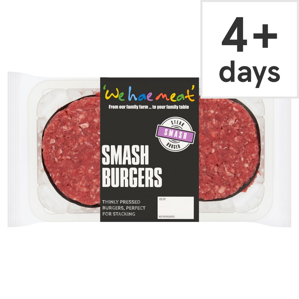 We hae meat Smash Steak Burgers 224g - Tesco Groceries