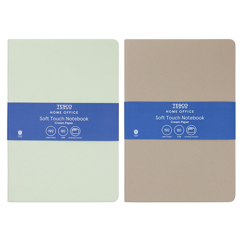 T. Assorted Soft Touch Notebook 192 Pages A5 - Tesco Groceries
