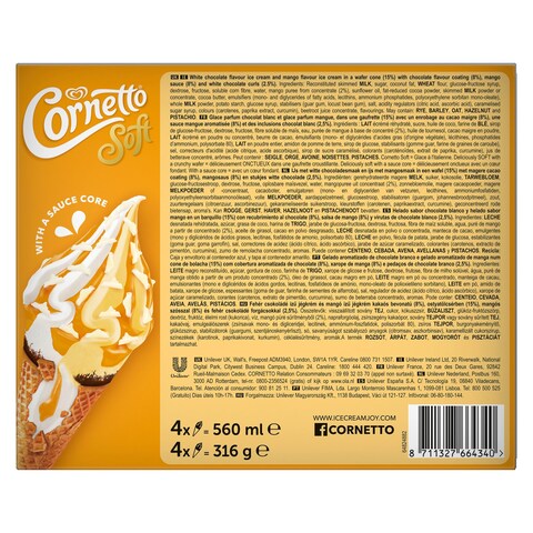 Cornetto Soft Mango & White Chocolate 4 x 140ml - Tesco Groceries