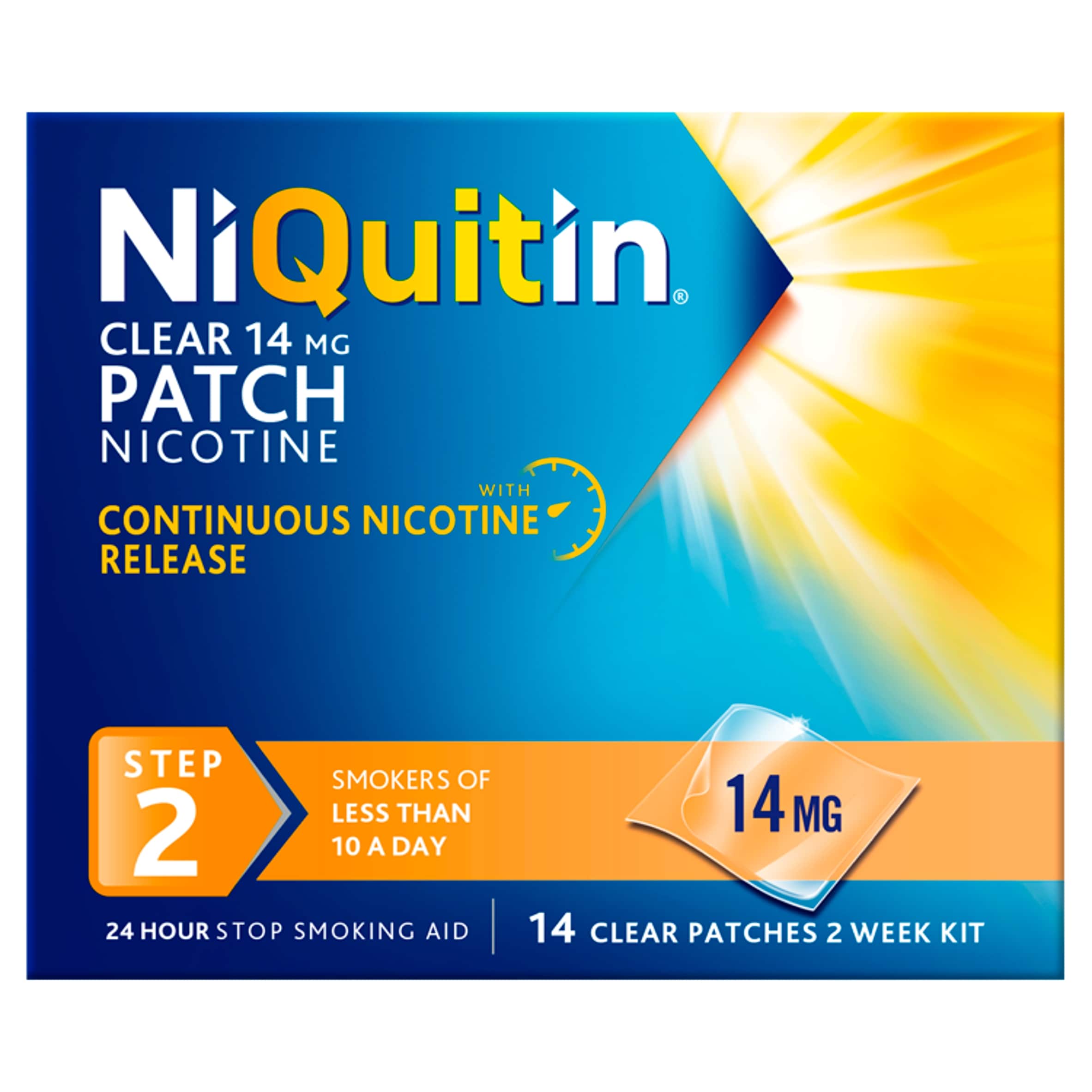 NiQuitin Clear Patch Stop Smoking Aid Step 2 14mg Nicotine Patches 14s ...
