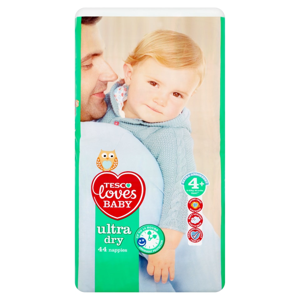 Tesco Loves Baby Ultra Dry Size 4+ Economy Pack 44 - Tesco Groceries