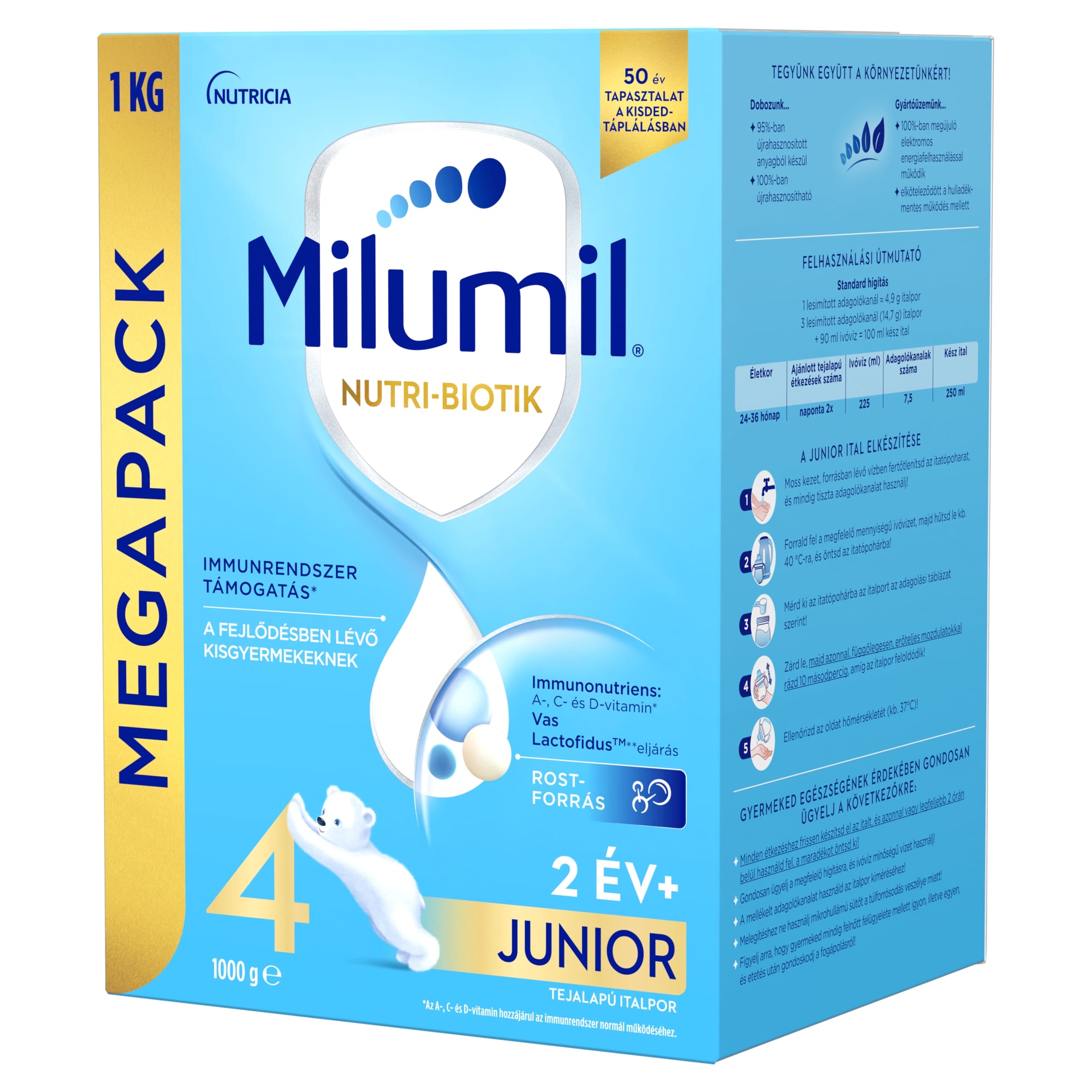 Milumil Nutri-Biotik 4 Junior Milk-Based Drink Powder 2 Years+ 2 x 500 ...