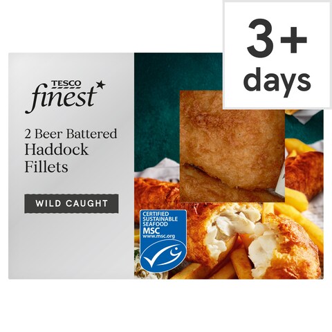 Tesco Finest 2 Beer Battered Haddock Fillets 365G - Tesco Groceries