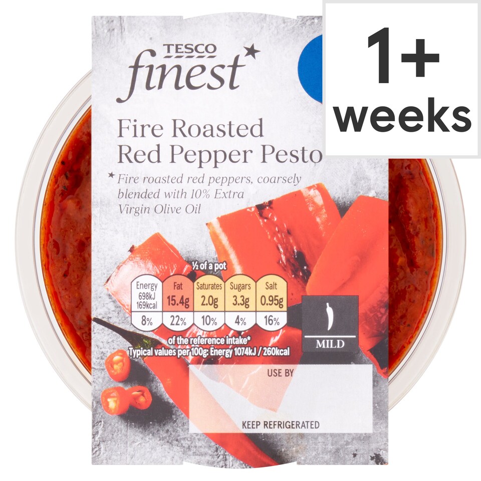 Tesco Finest Fire Roasted Red Pepper Pesto 130g - Tesco Groceries