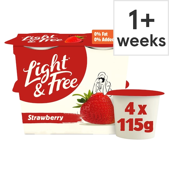Light & Free Greek Style Strawberry Yogurt 4X115g - Tesco Groceries