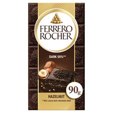 Ferrero Rocher Hazelnut Dark 55% Chocolate Bar 90G - Tesco Groceries