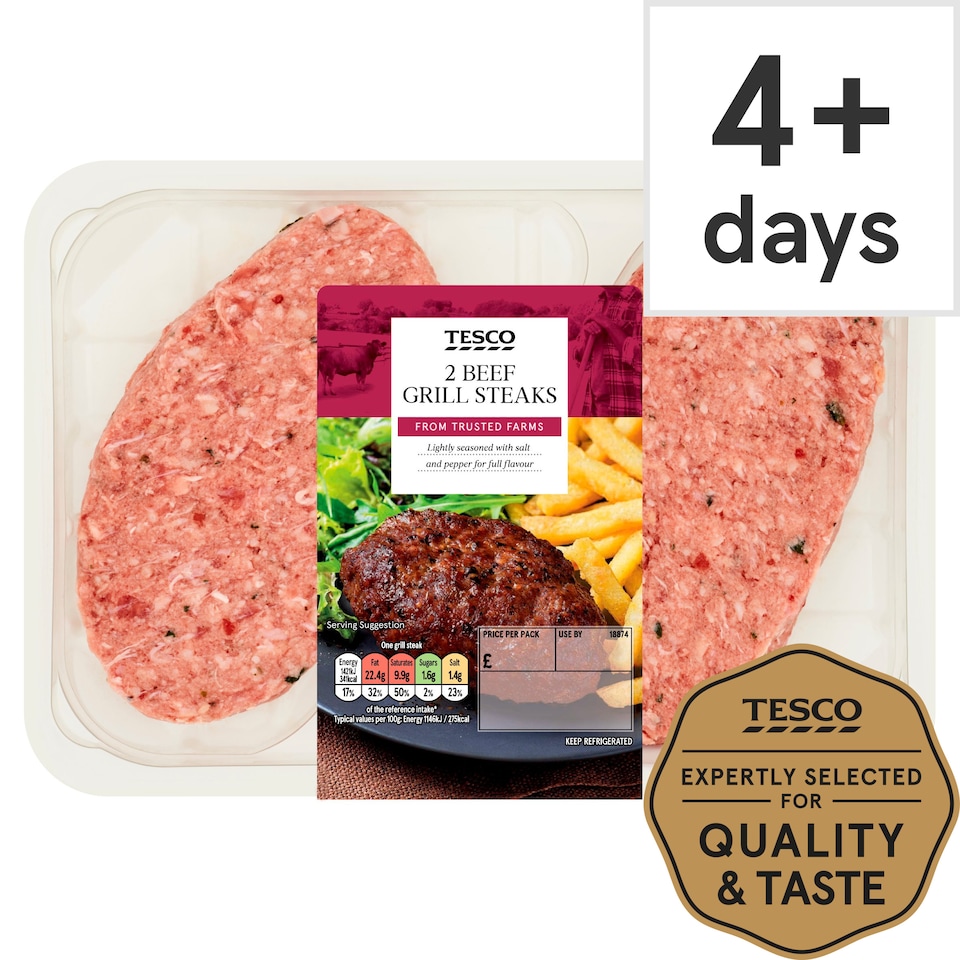 Tesco 2 Beef Grill Steaks 300G - Tesco Groceries