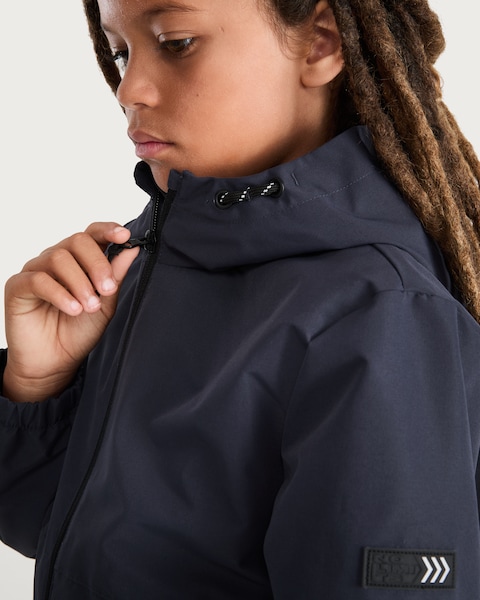 F&F Boys Hooded Zip-Up Shower Resistant Jacket in Navy - Tesco Groceries