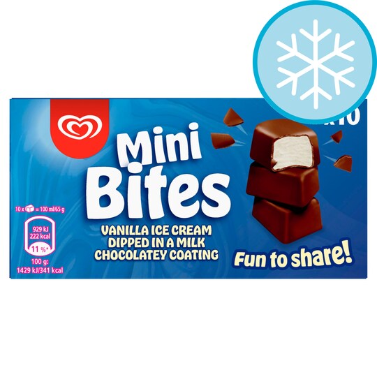 Walls Mini Bites Vanilla Ice Cream 10 Pack 100Ml - Tesco Groceries