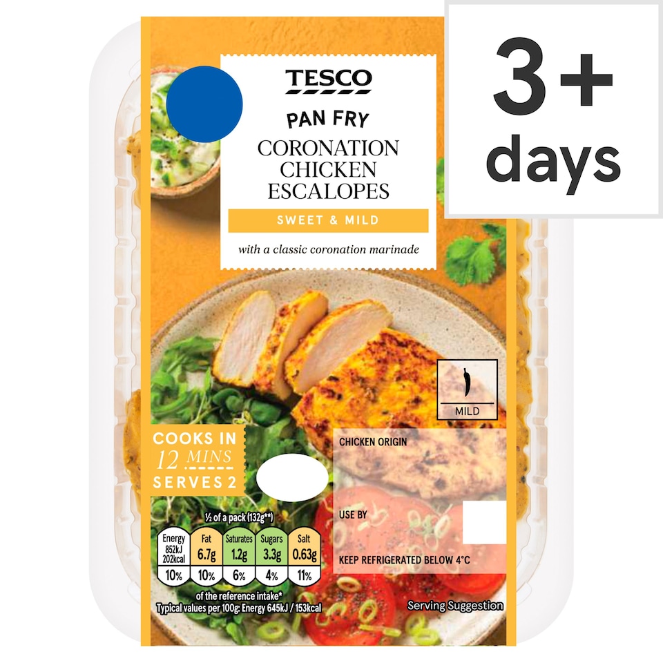 Tesco Coronation Chicken Escalopes 357g - Tesco Groceries
