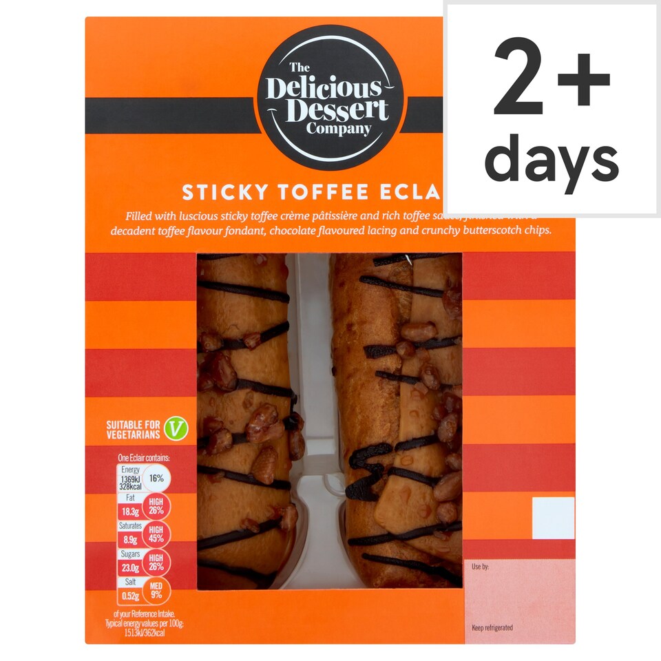 Delicious Desserts Sticky Toffee Eclair 2Pack - Tesco Groceries