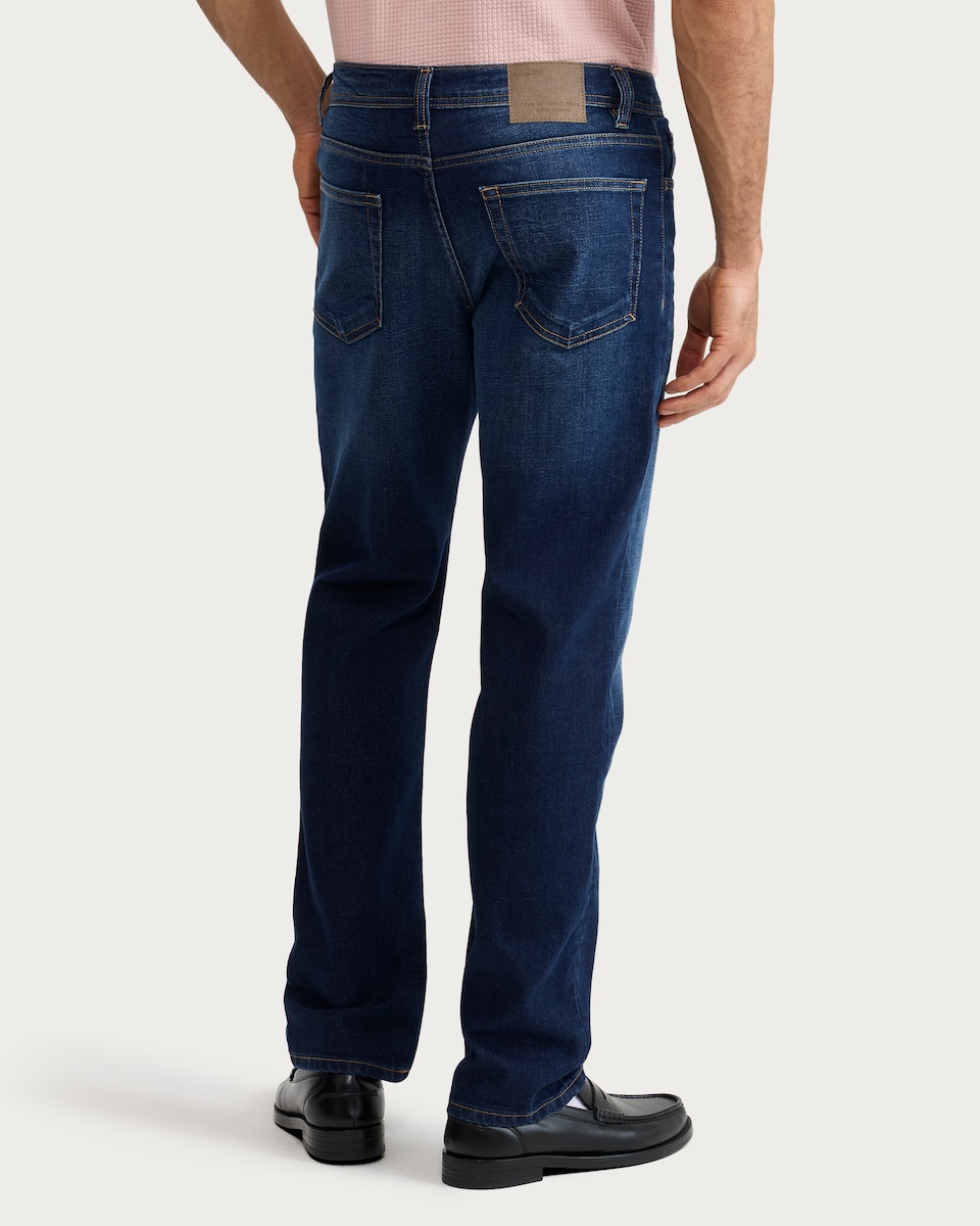 F&F Straight Leg Cotton Rich Jeans in Navy - Tesco Groceries