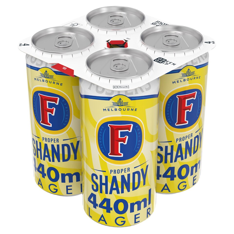 Fosters Proper Shandy Lager Beer 4x440ml - Tesco Groceries