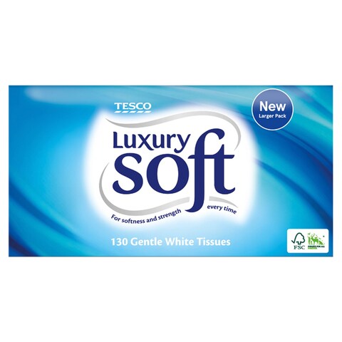 Tesco Luxury Soft Gentle White Tissues 130 Sheets - Tesco Groceries