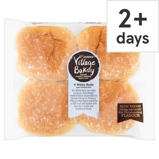 Village Bakery 4 White Barm Cakes - Tesco Groceries