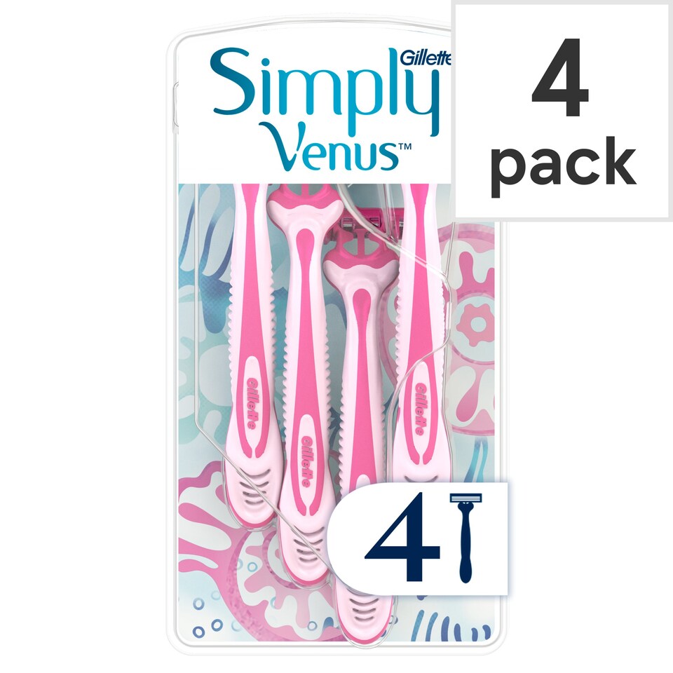Gillette Simply Venus 3 Blade Disposable Razors 4 Pack - Tesco Groceries