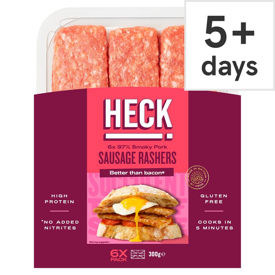 Heck 6 Smoky Pork Sausage Rashers 300g - Tesco Groceries