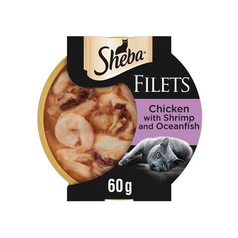 Sheba Fillets Wet Cat Food Tray with Chicken & Fish in Gravy 60g ...