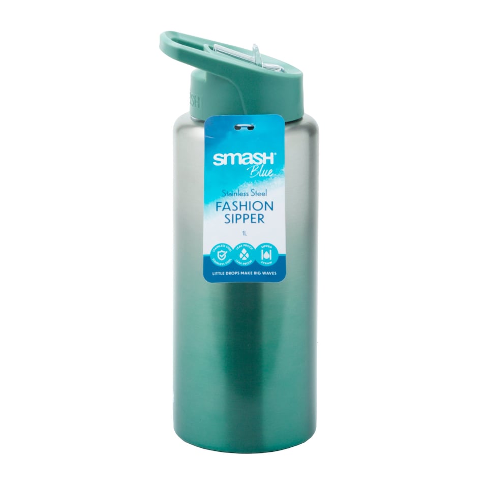Smash Sage Stainless Steel Sipper Bottle 1L - Tesco Groceries