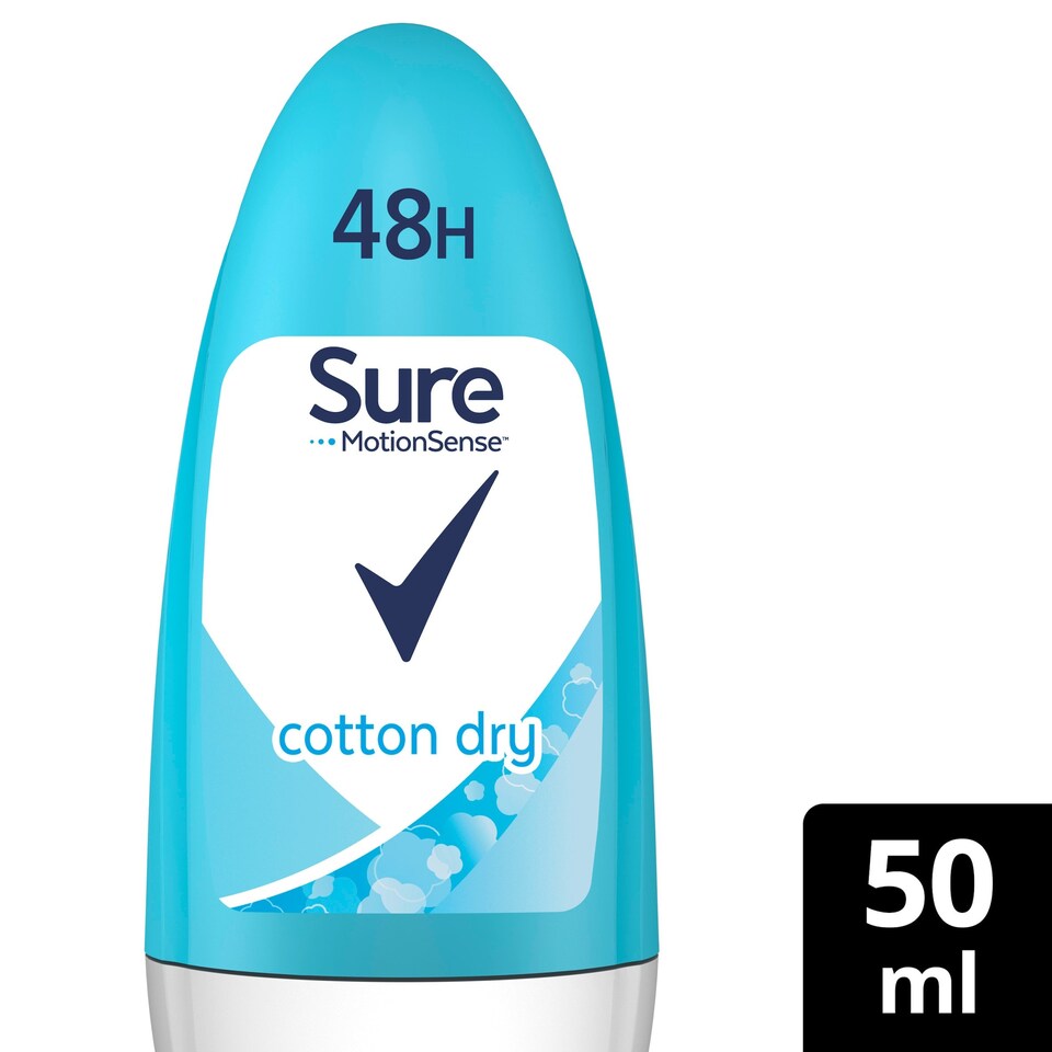 Sure Cotton Dry Roll-On Antiperspirant Deodorant 50ml - Tesco Groceries