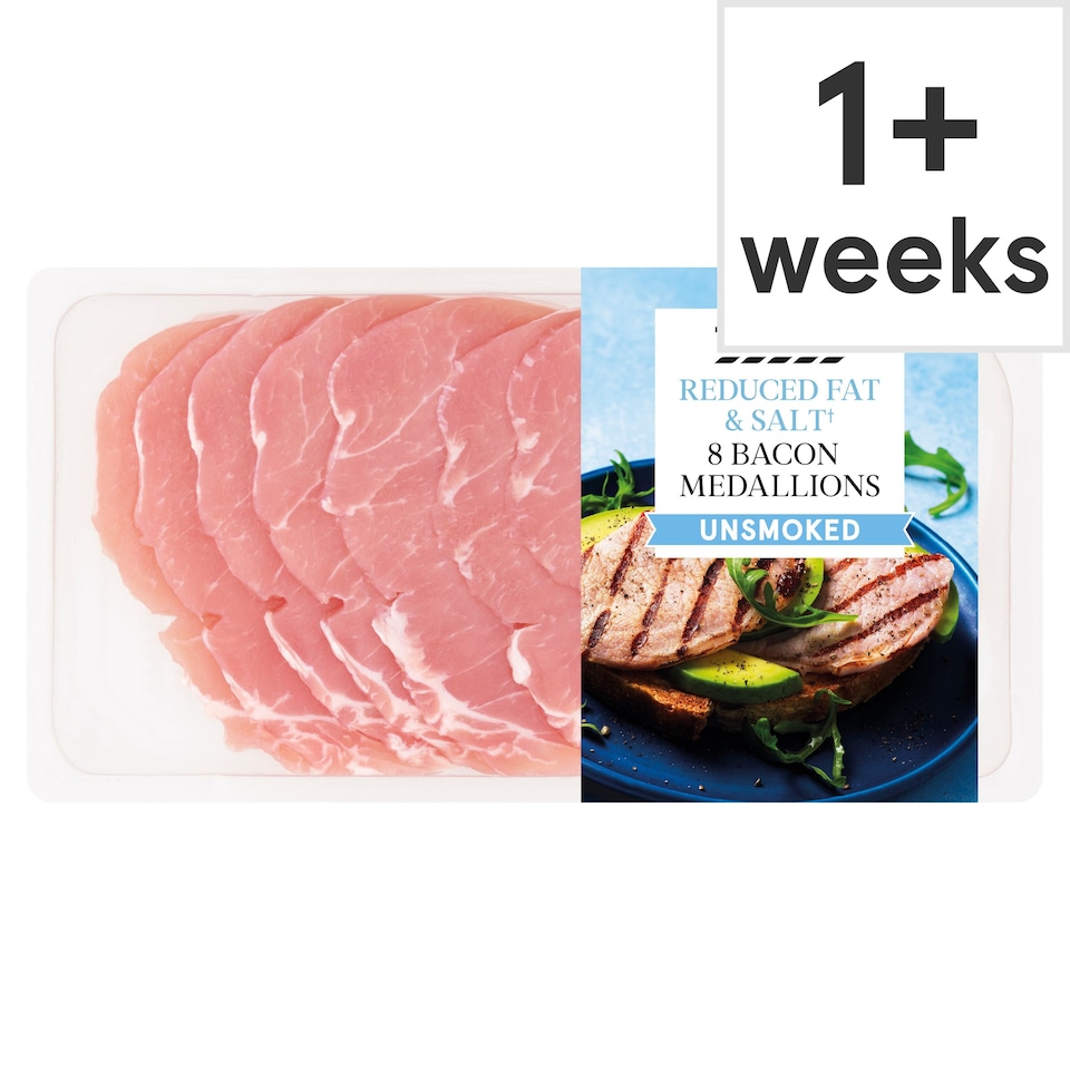 Tesco Reduced Fat & Salt 8 Bacon Unsmoked Medallions 240G - Tesco Groceries