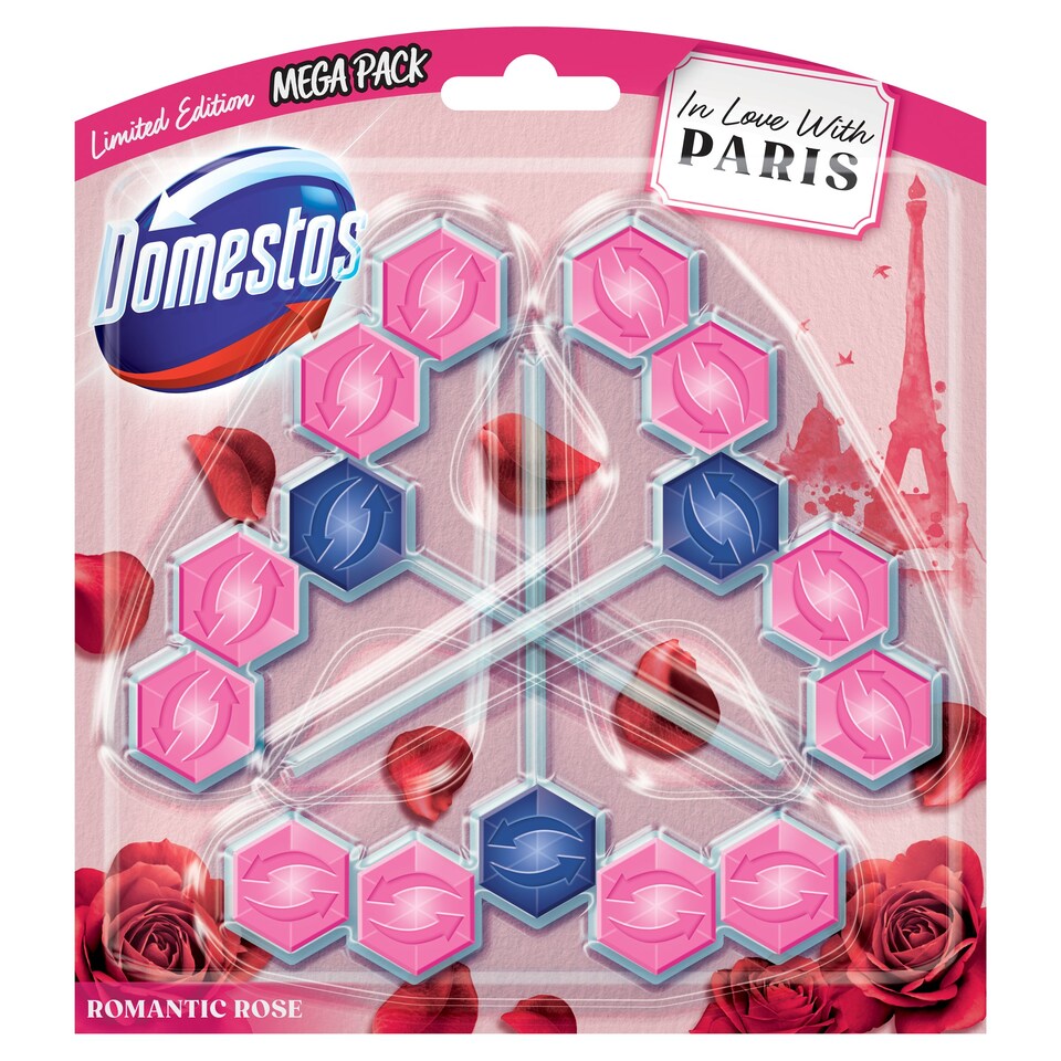 Domestos Romantic Rose Toilet Rim Block 3 x 55 g - Tesco Groceries