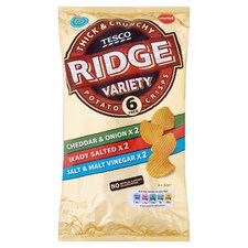 Tesco Ridge Variety Crisps 6X32g - Tesco Groceries
