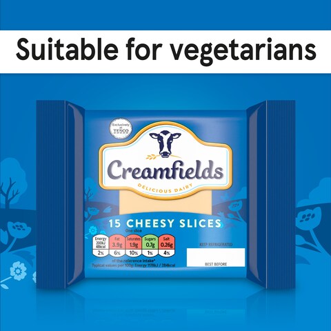 Creamfields Cheese Slices 15 Pack 255g - Tesco Groceries