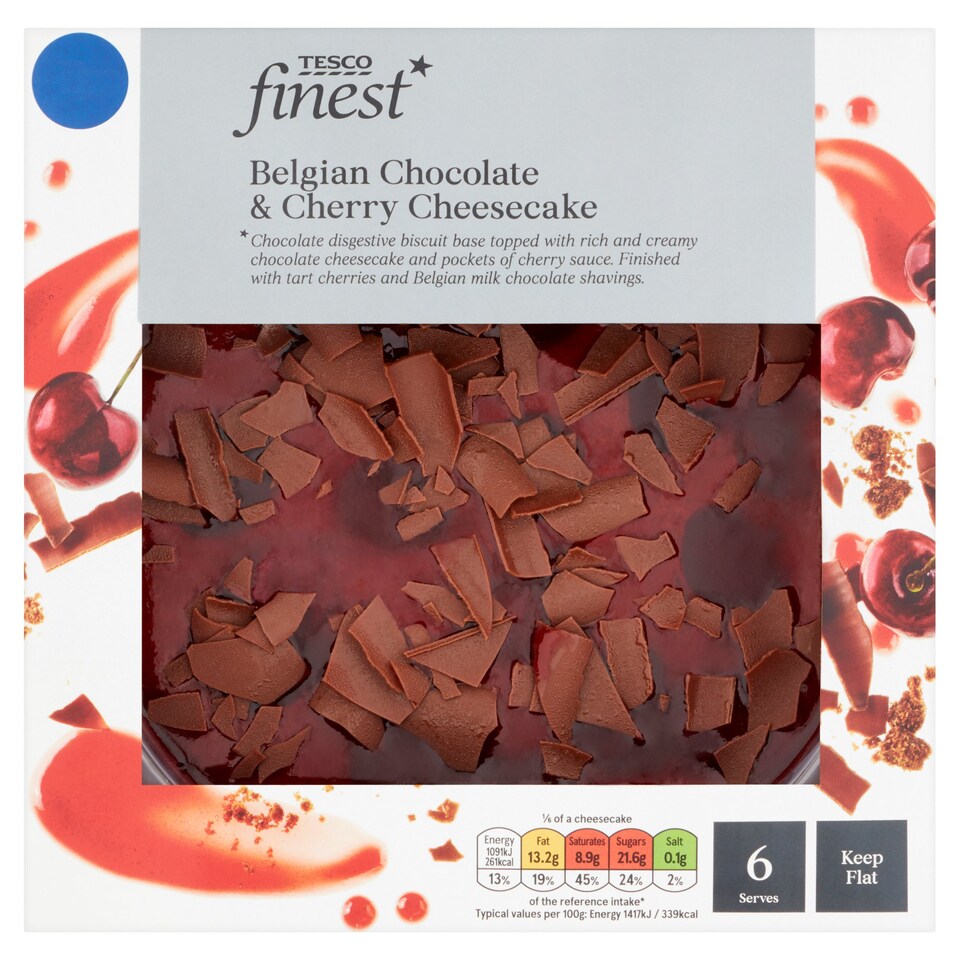 Tesco Finest Quick-Frozen Belgian Chocolate & Cherry Cheesecake 463 g ...