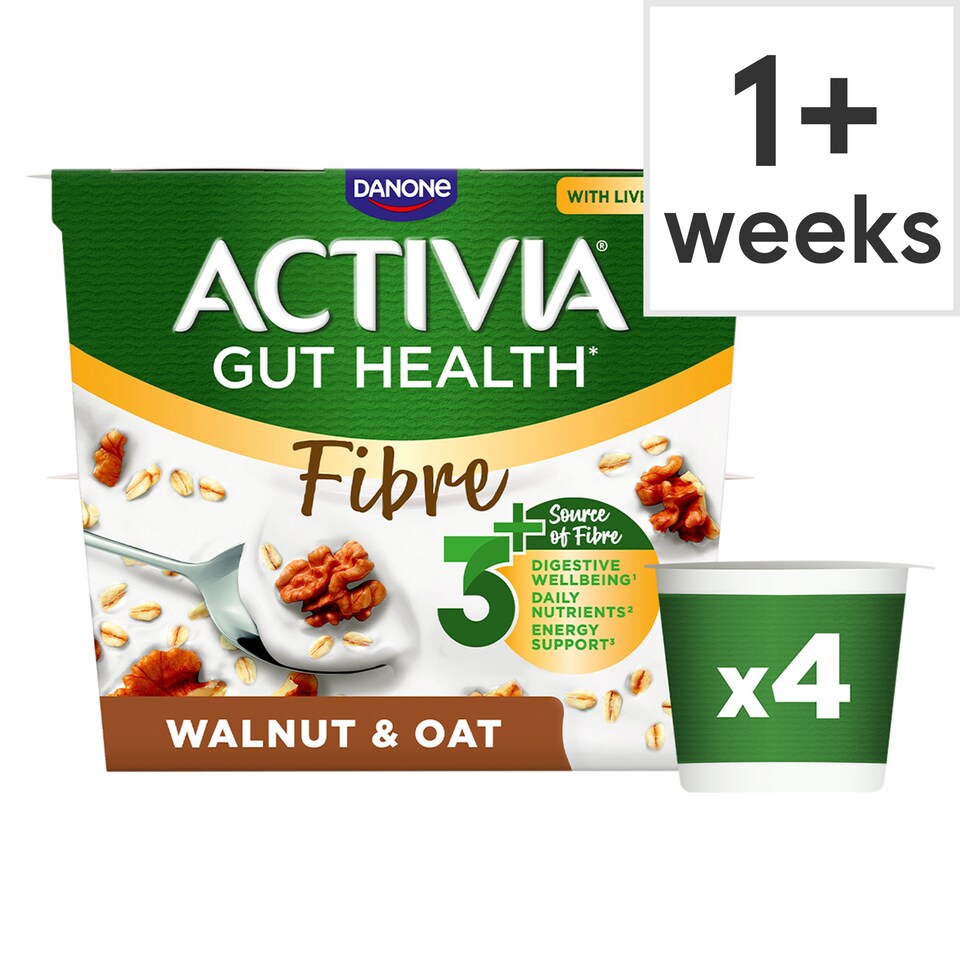 Activia Fibre Walnut & Oat Low Fat Breakfast Gut Health Yoghurt ...