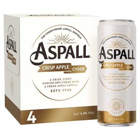 Aspall Crisp Apple Premium Cyder Can 4 x 330ml - Tesco Groceries