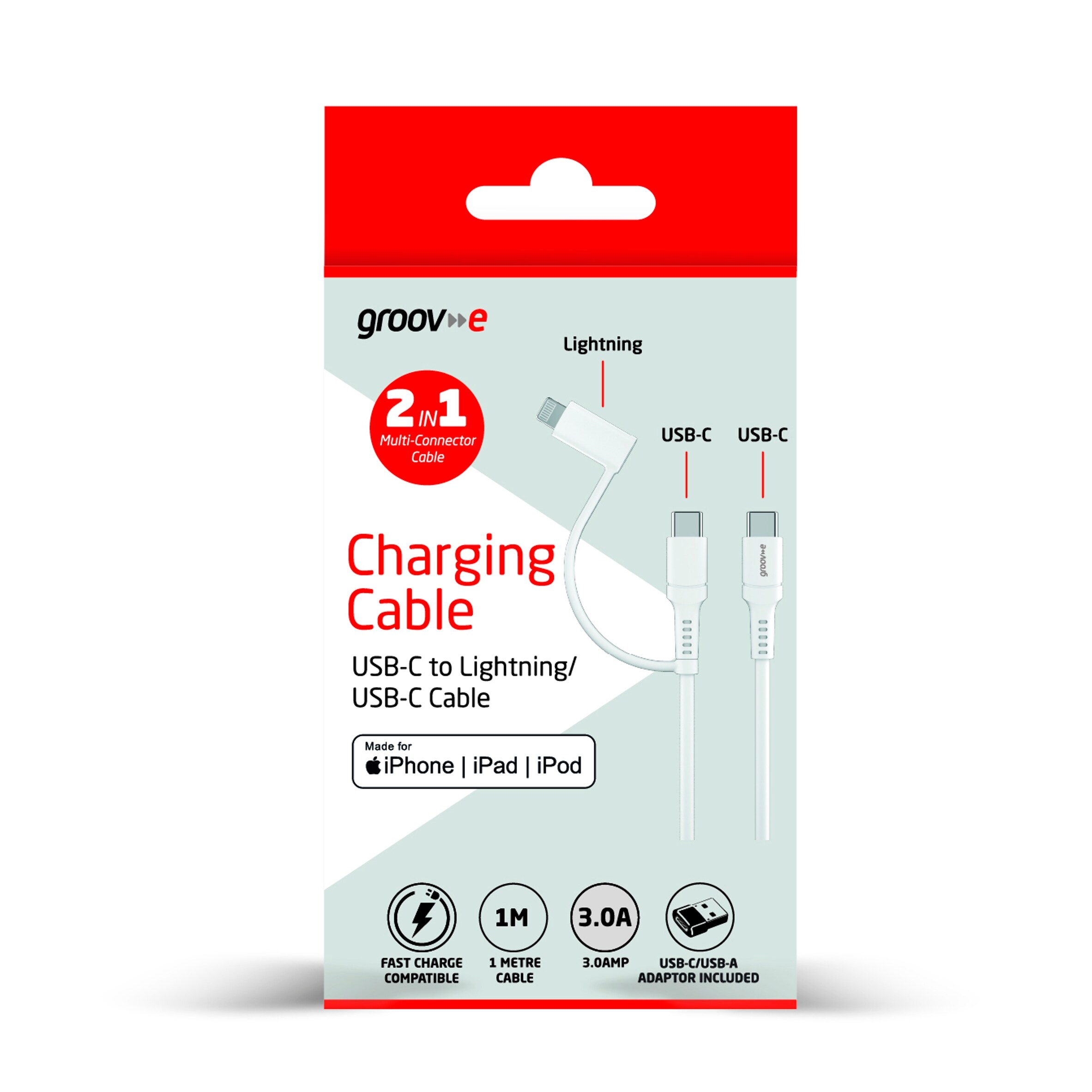 Groov-e USB C to Lightning/USB C 2in1 Multi-Connector iPhone Charger ...