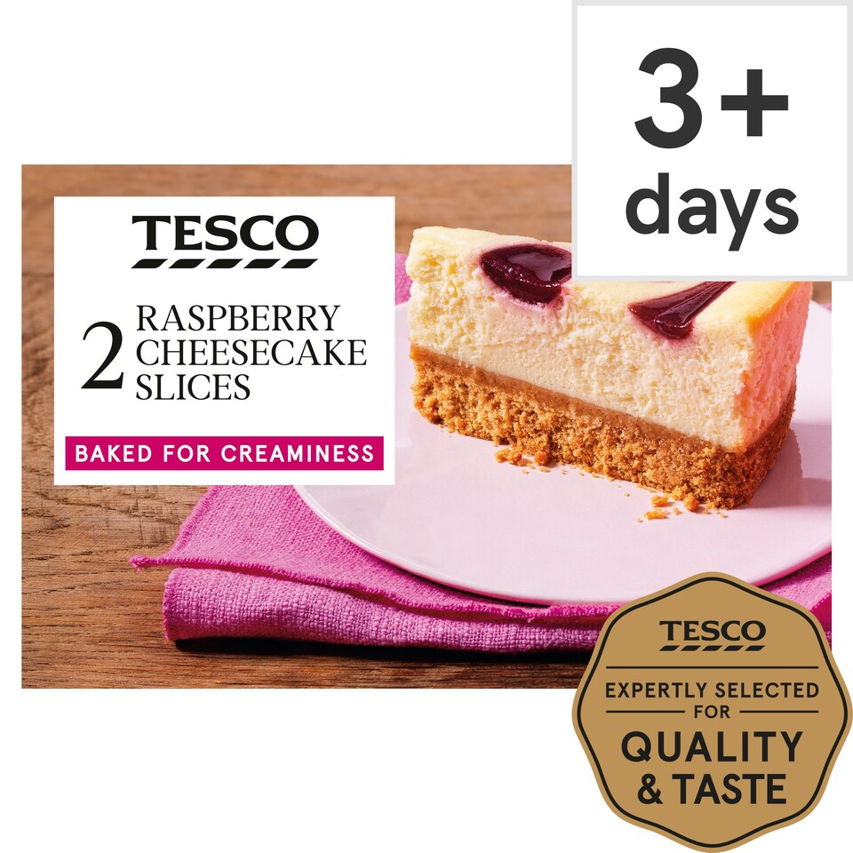 Tesco 2 Raspberry Cheesecake Slices 180G - Tesco Groceries