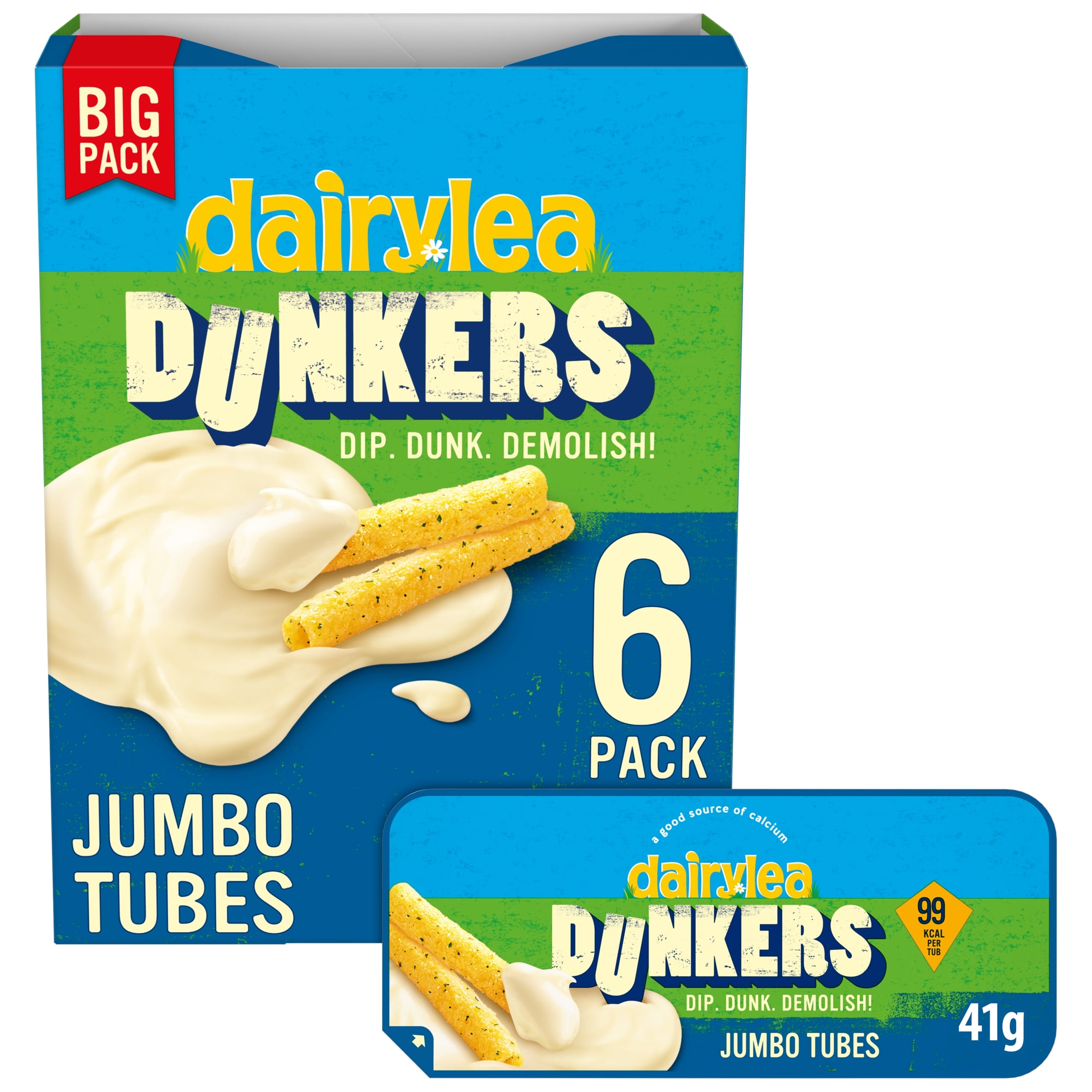 Dairylea Dunkers Jumbo Tubes Cheese Snacks 6 pack 6x41G - Tesco Groceries