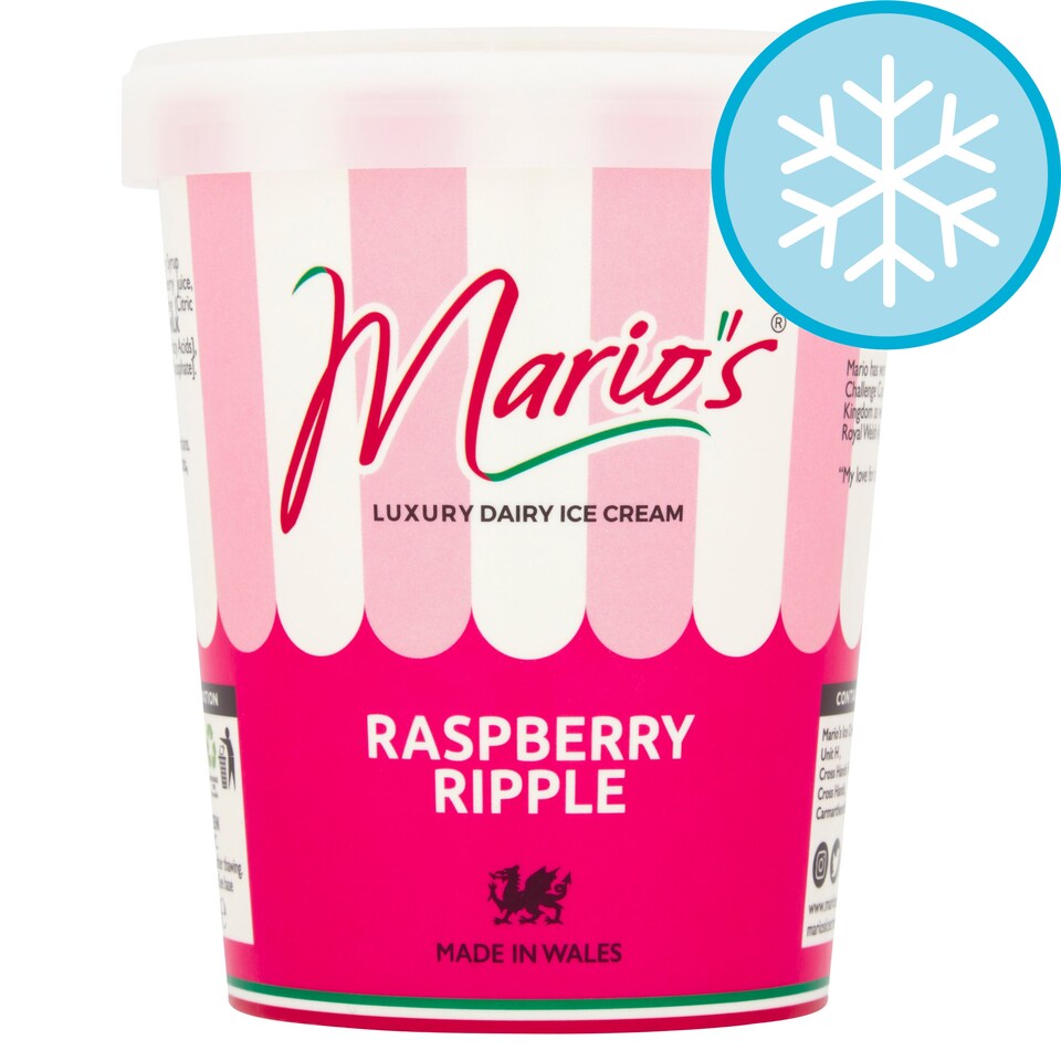 Mario's Raspberry Ripple Ice Cream 500 ml - Tesco Groceries