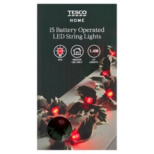 T. 15 BATTERY RED HOLLY & BERRY LIGHTS - Tesco Groceries