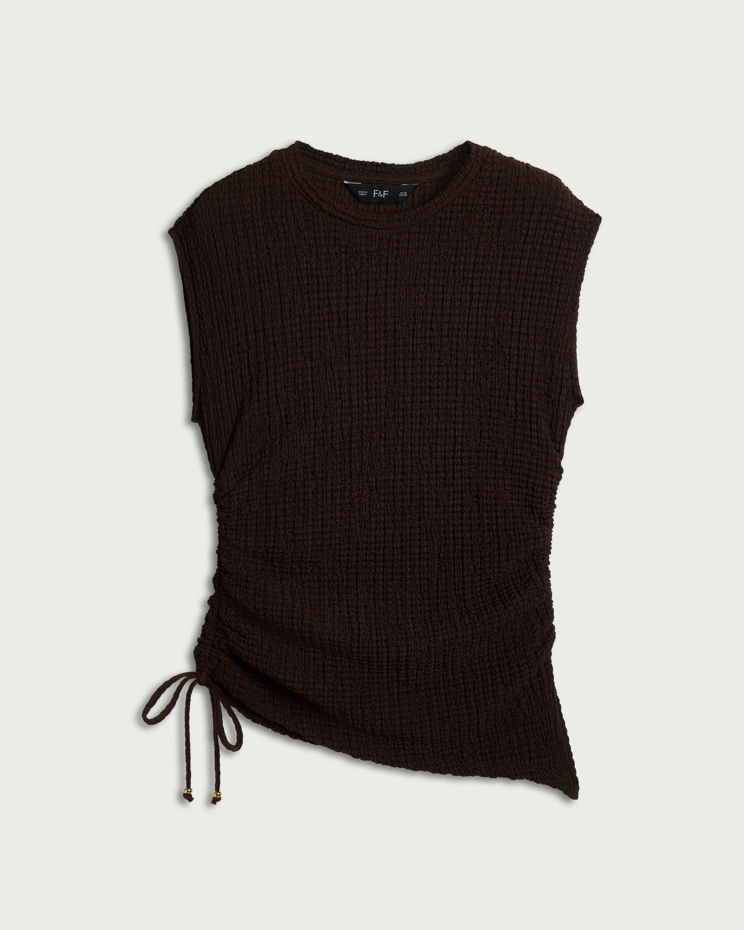 F&F Textured Ruched Top in Brown - Tesco Groceries