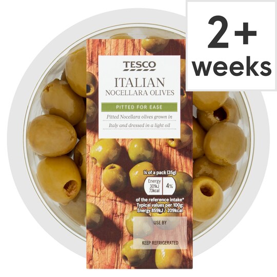 Tesco Italian Pitted Nocellara Olives 140G - Tesco Groceries