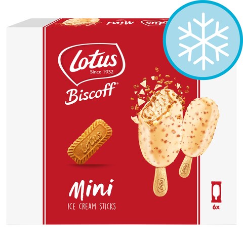 Lotus Biscoff White Mini Ice Cream Sticks 6 X 60Ml - Tesco Groceries