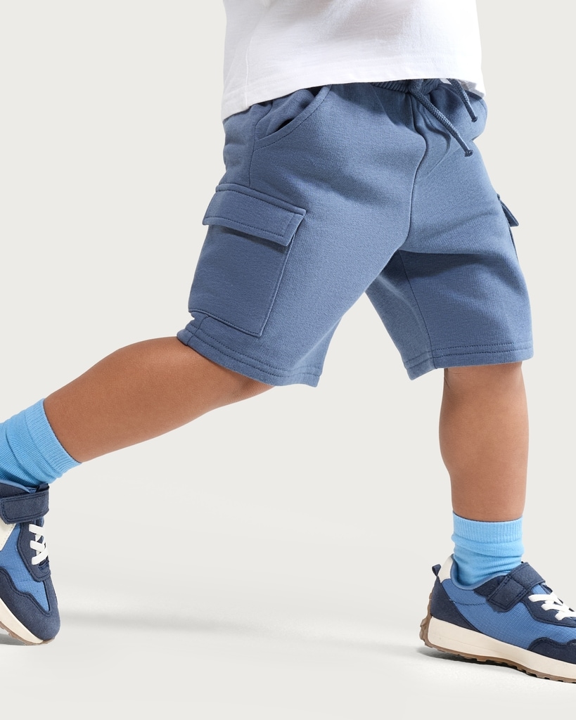 F&F Boys Cotton Rich Drawstring Cargo Shorts in Multi - Tesco Groceries