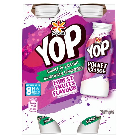 Yoplait Yop Forest Fruit Flavoured Yoghurt 4X180g - Tesco Groceries