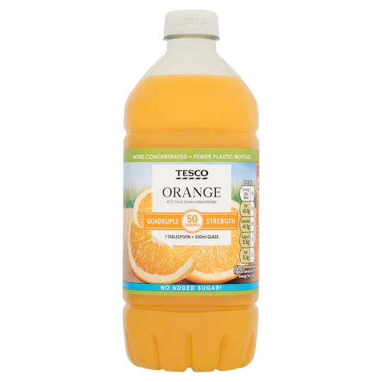 Tesco Quadruple Strength Orange Squash No Added Sugar 750Ml - Tesco ...