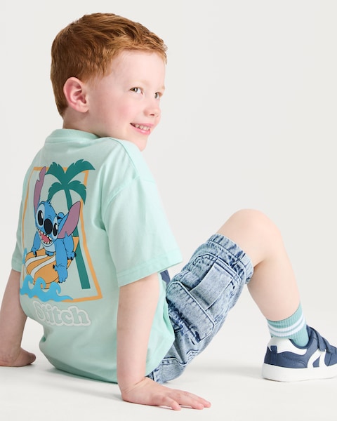 Disney Lilo & Stitch Surfing T-Shirt in Blue - Tesco Groceries