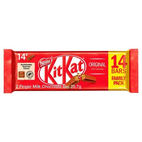 Kit Kat 2 Finger Milk Chocolate 14 Bar Pack 289.8G - Tesco Groceries