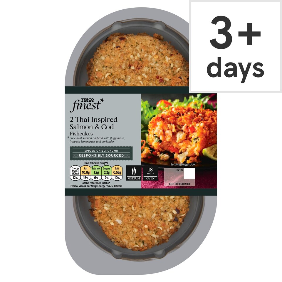 Tesco Finest 2 Thai Inspired Salmon & Cod F/Cakes 290G - Tesco Groceries