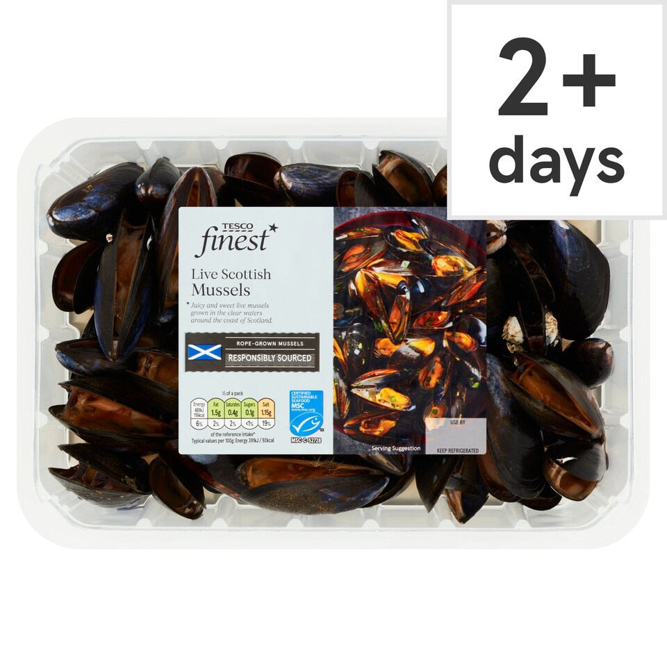 Tesco Finest Live Scottish Mussels 1Kg - Tesco Groceries
