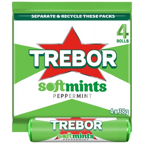 Trebor Soft Mint Peppermint Multipack 4 pack 38g - Tesco Groceries